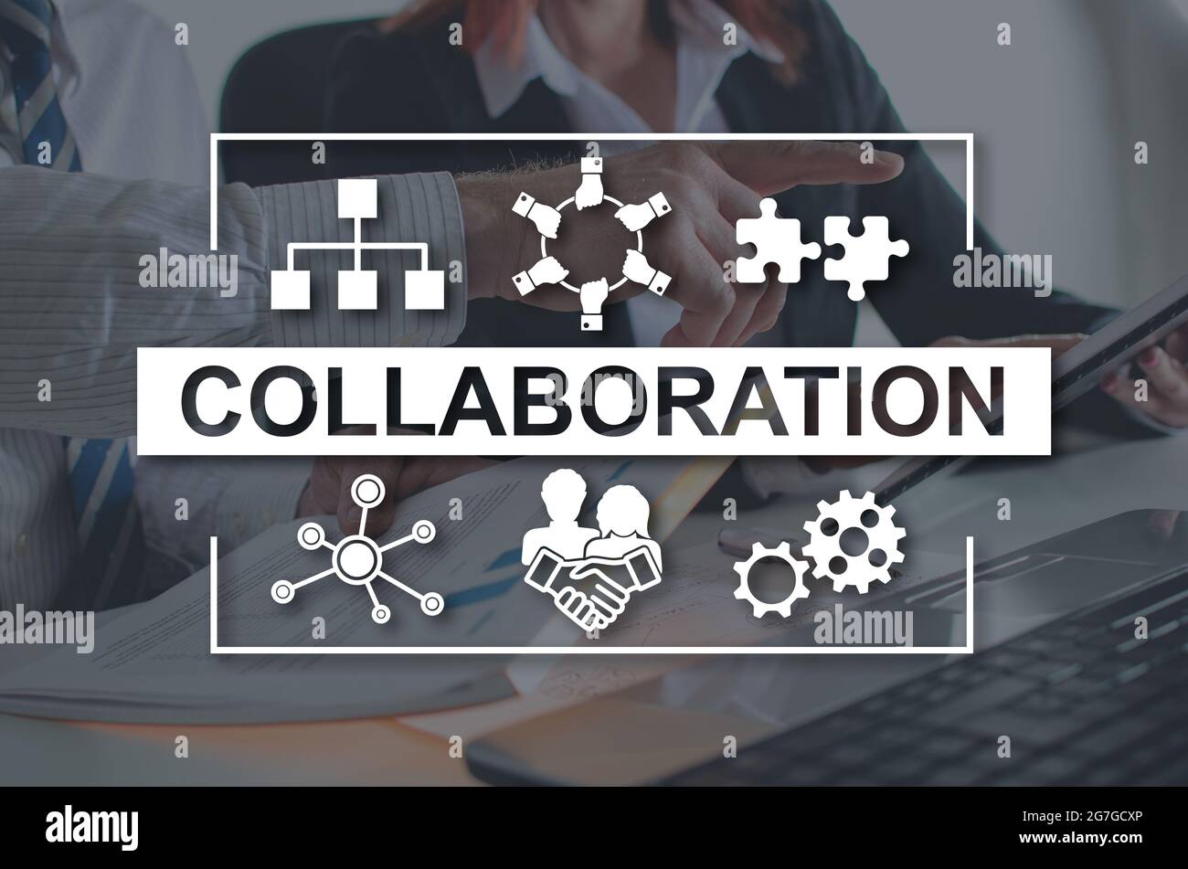 Collaboration concept illustrated by a picture on background Stock ...