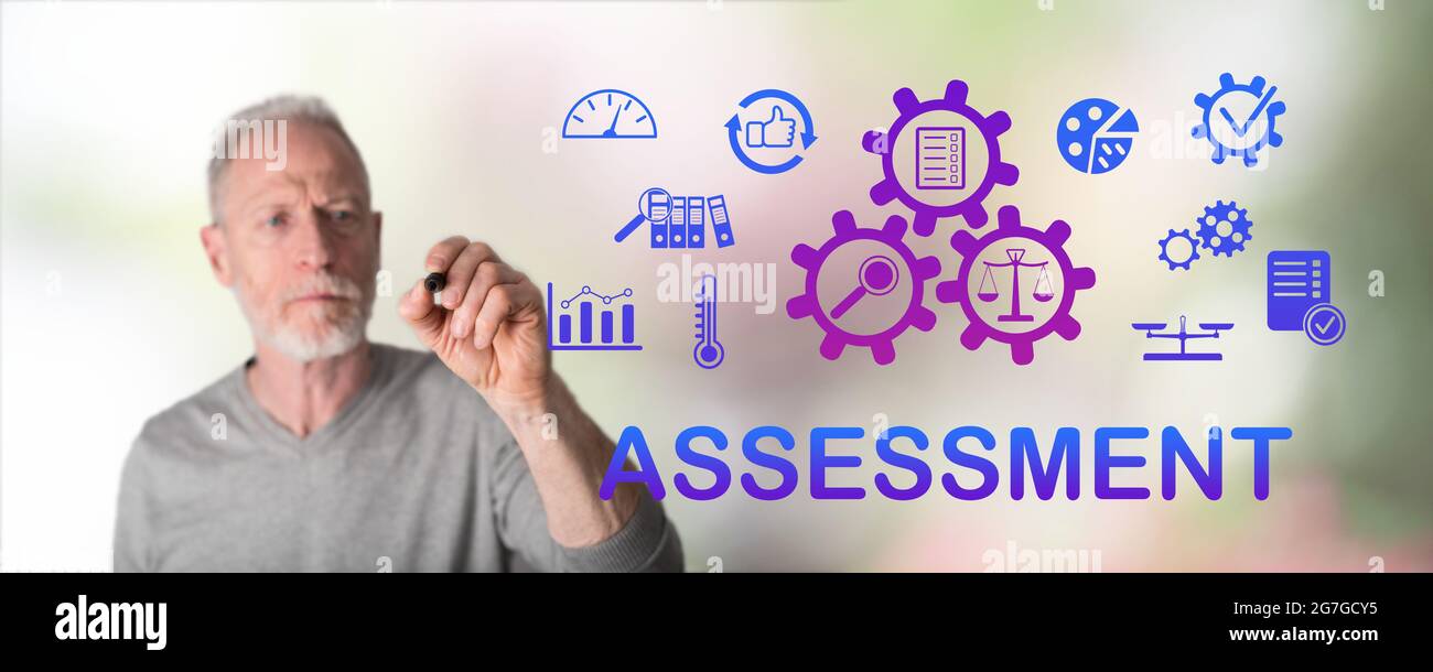 Assessment concept drawn by a man Stock Photo - Alamy
