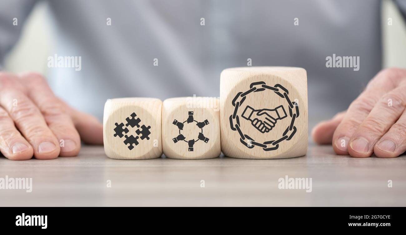 Wooden blocks with symbol of friendship concept Stock Photo - Alamy