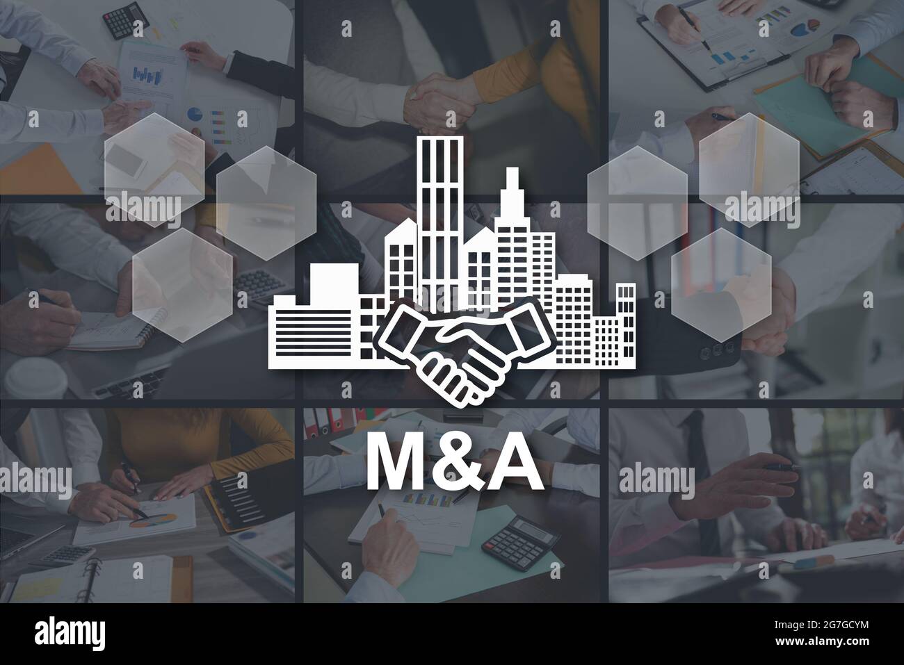 M&a concept illustrated by pictures on background Stock Photo - Alamy