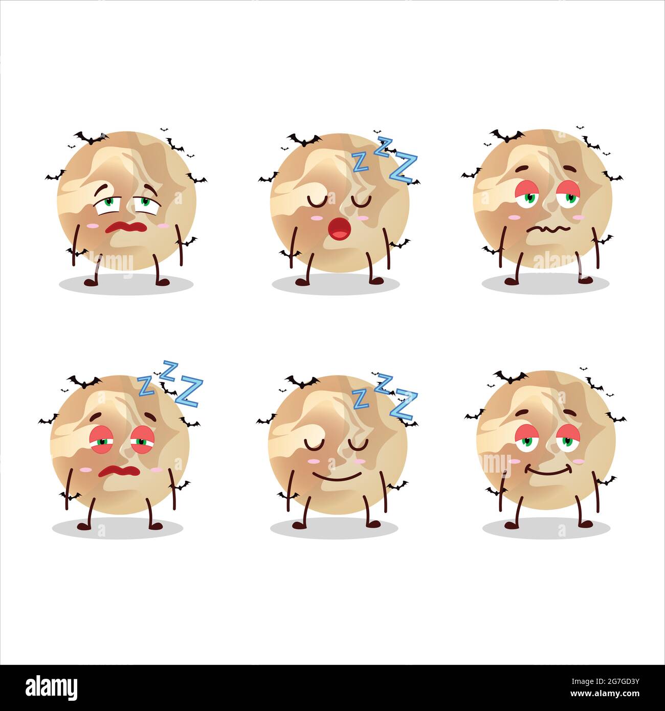 Cartoon character of halloween moon with sleepy expression. Vector ...