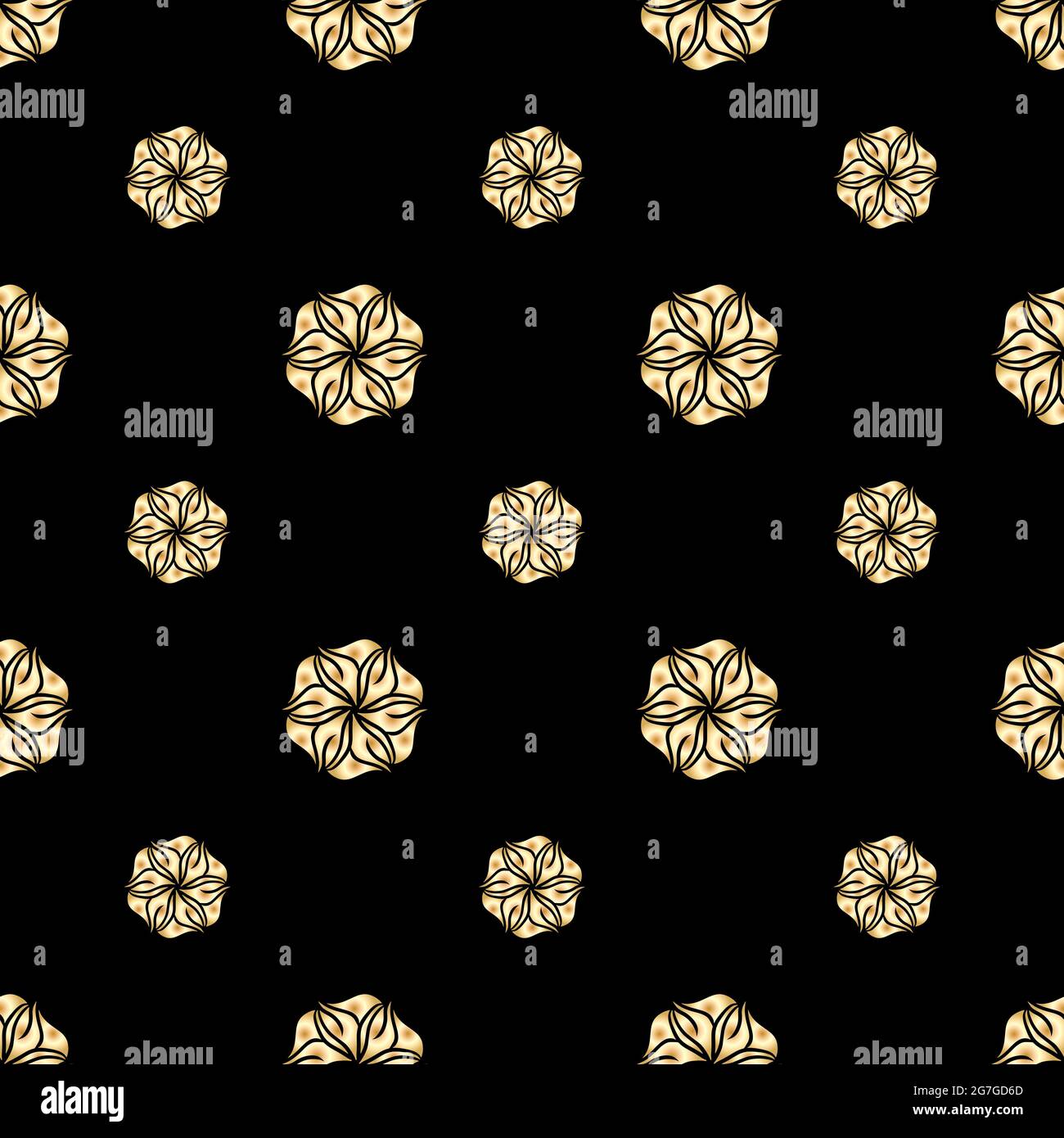 Illustration of gold repeat patterns on a black background Stock Photo ...