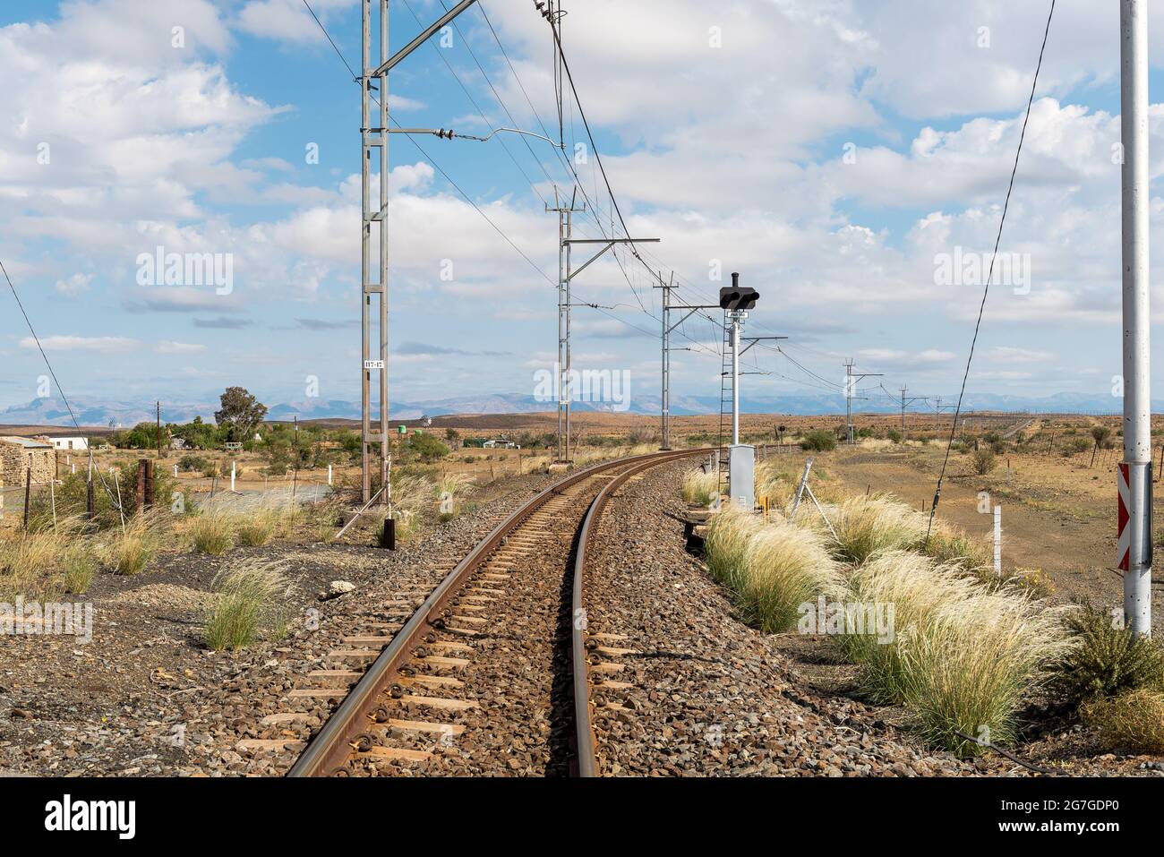 The main railroad between Johannesburg and Cape Town at Prince Albert ...
