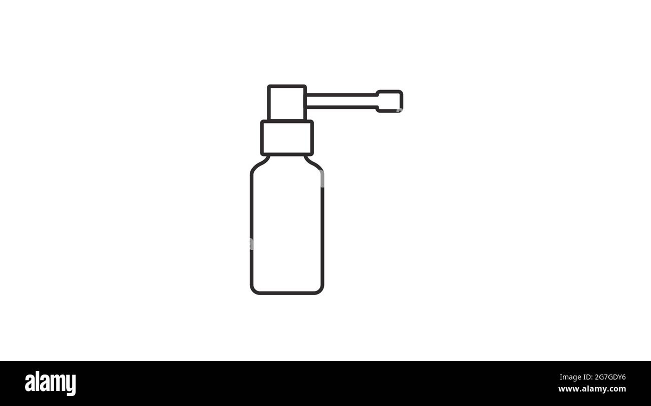 Oral spray. Vector isolated editable linear black and white ...