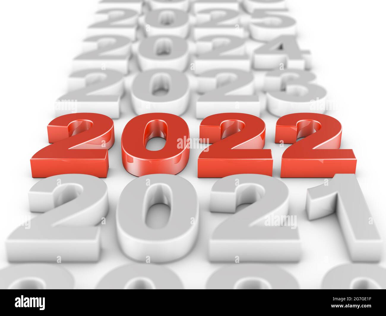 Red voluminous figures 2022 on a white background. 3d rendering Stock ...