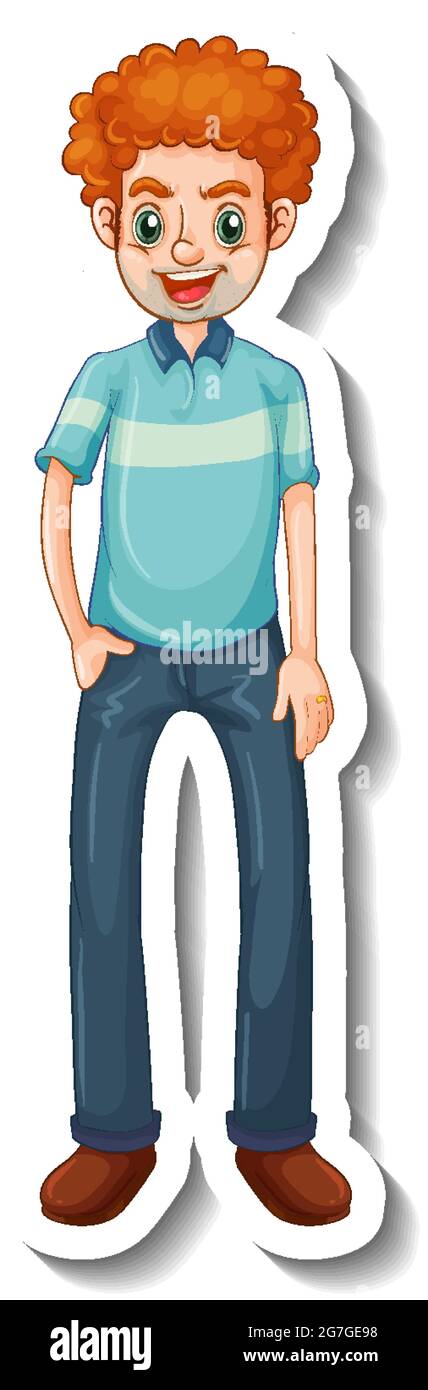 A sticker template with a man in standing pose illustration Stock ...