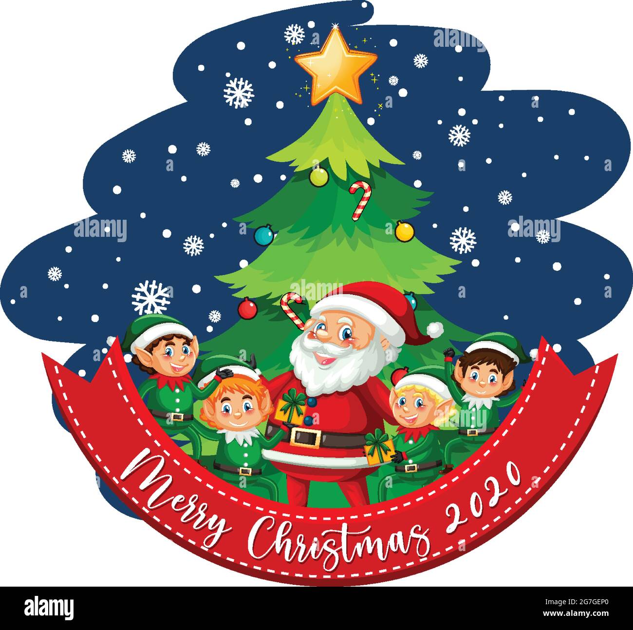 Merry Christmas 2020 font with Santa Claus cartoon character ...