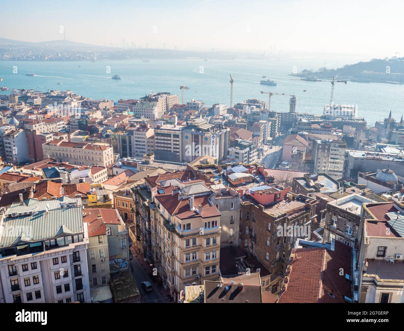 Istanbul, Turkey - January 8, 2020: Panorama from the heights of ...