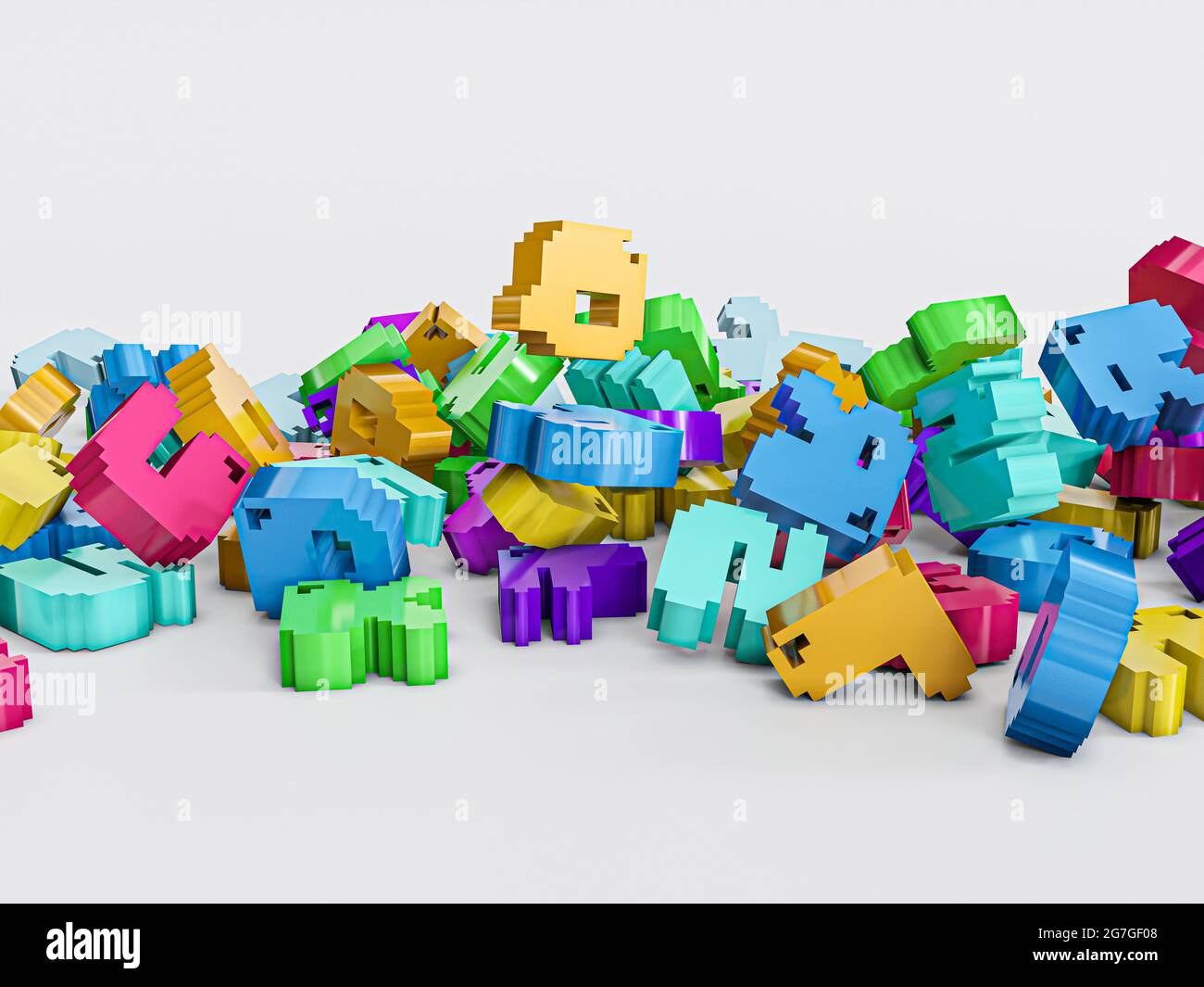 falling letters isolated on white background 3d illustration Stock ...