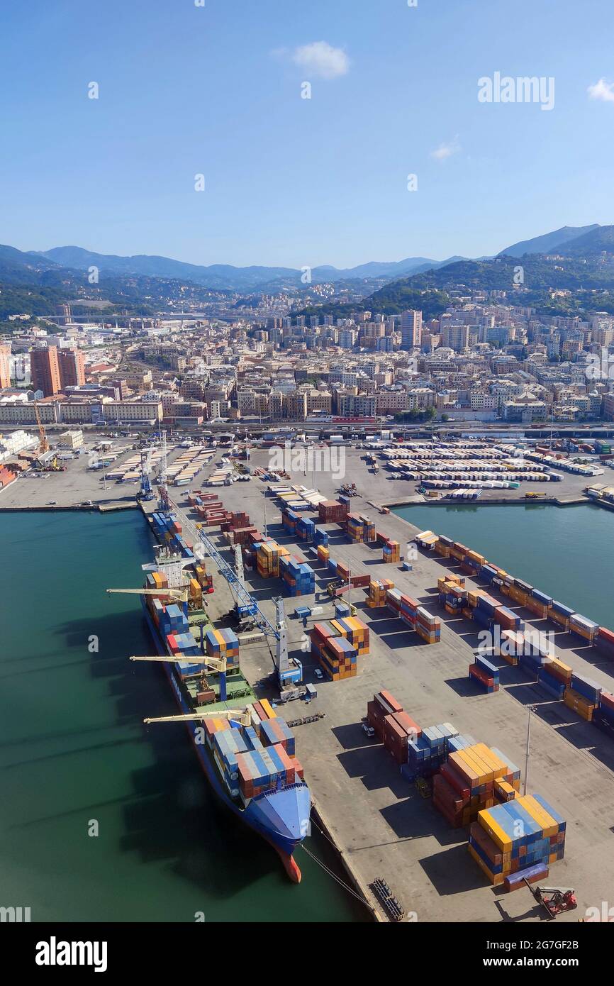 new bridge in genoa italy aerial view from airplane Stock Photo - Alamy
