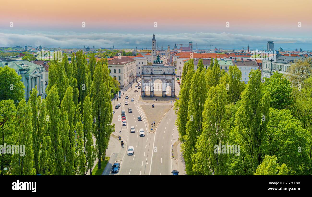 Aerial view of the Siegestor in Munich, Germany Stock Photo - Alamy