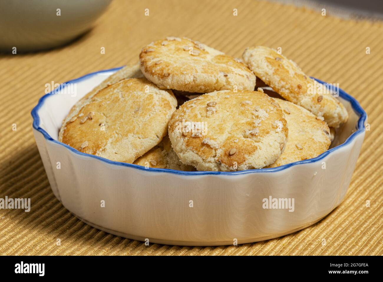 Homemade chip soft cookies on white plate. Peruvian dessert Stock Photo ...
