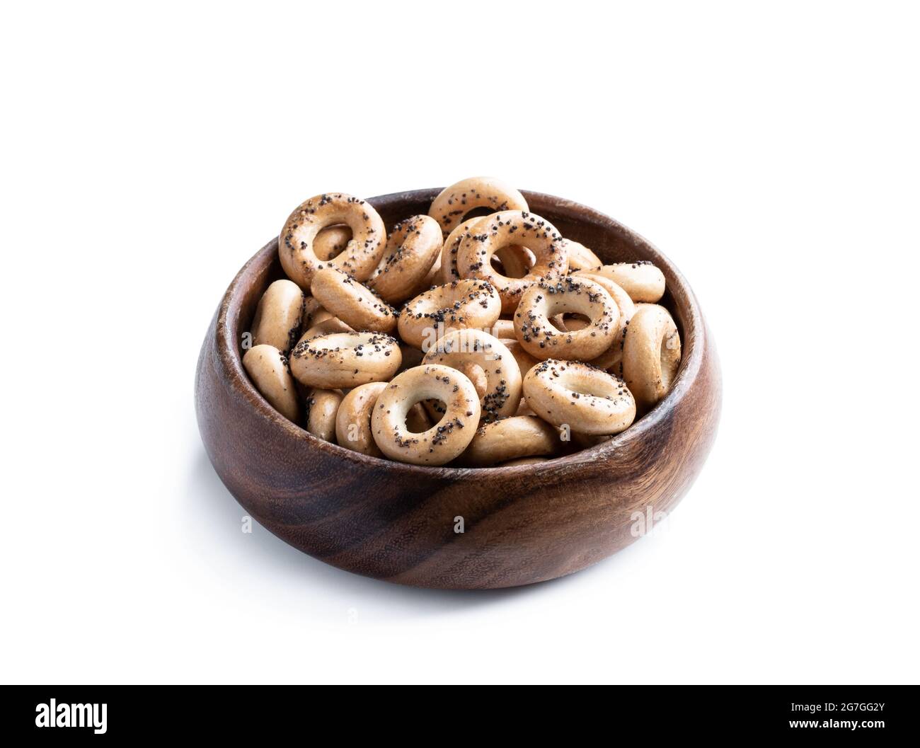 Bowl full of small traditional russian bread rings isolated on white ...
