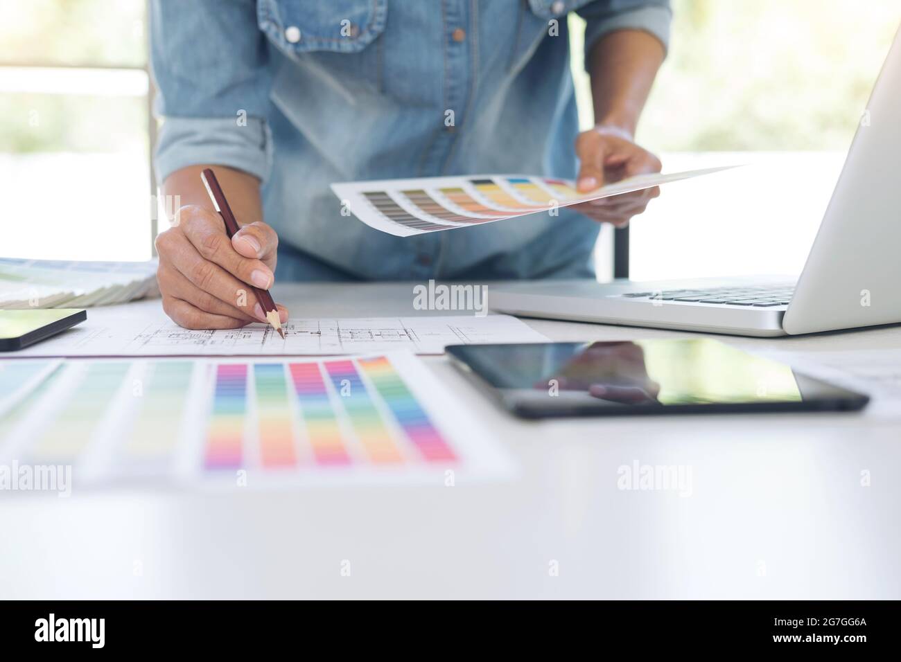 Creative creativity graphic designer working with graphics tablet ...