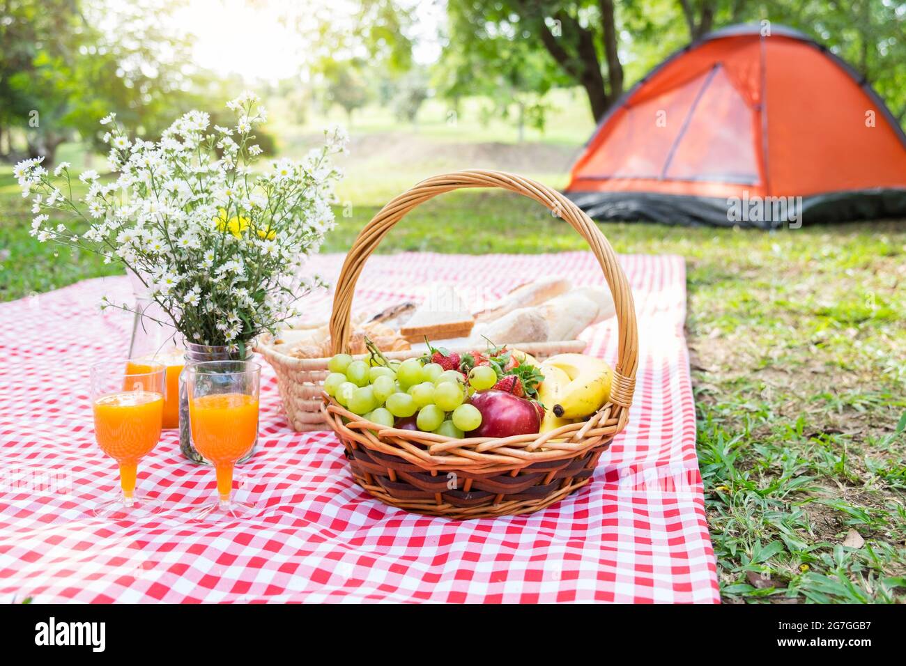 Healthy food and accessories outdoor summer or spring picnic, Picnic ...