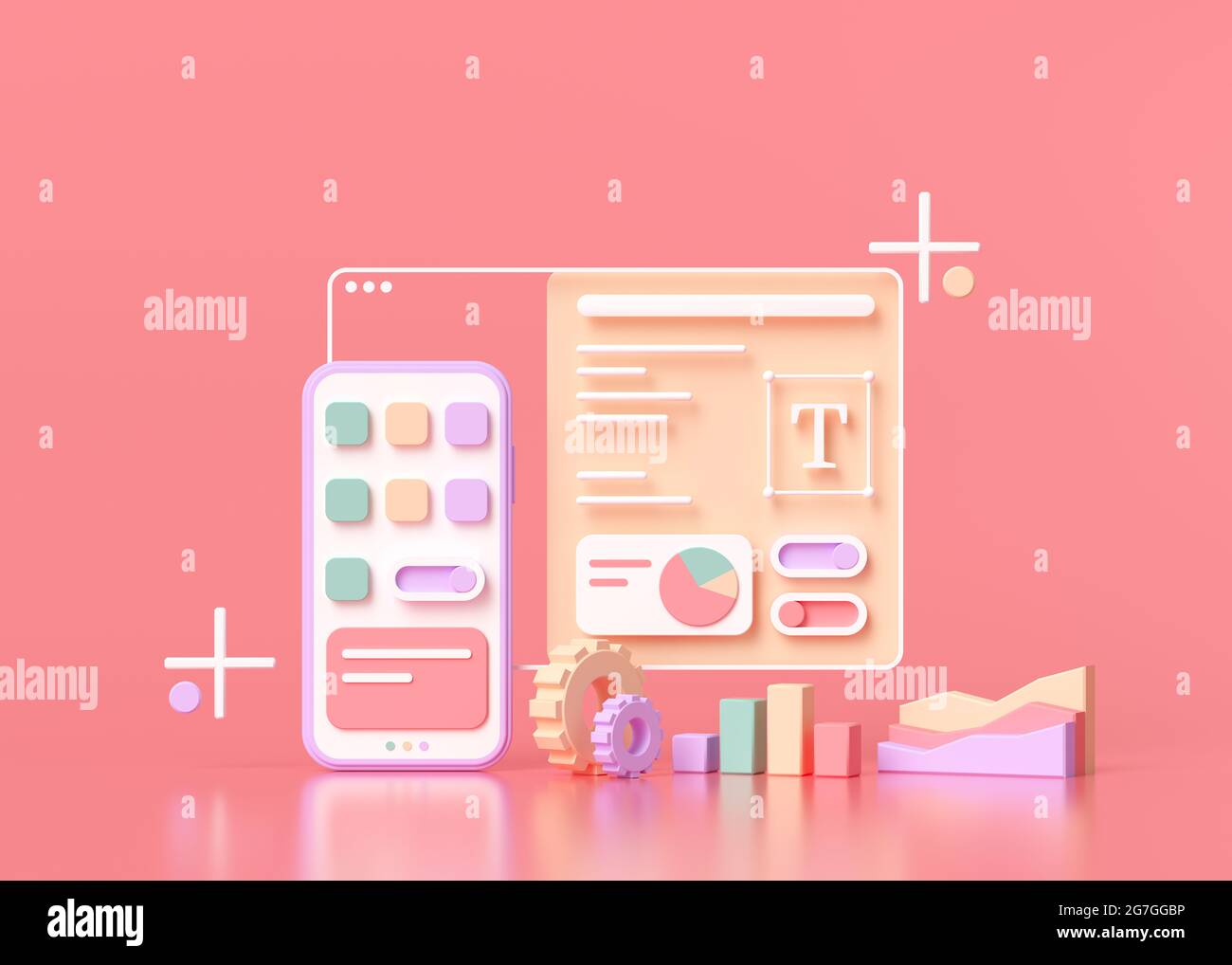 Application Development And Ui Ux Design Concept 3d Render Illustration