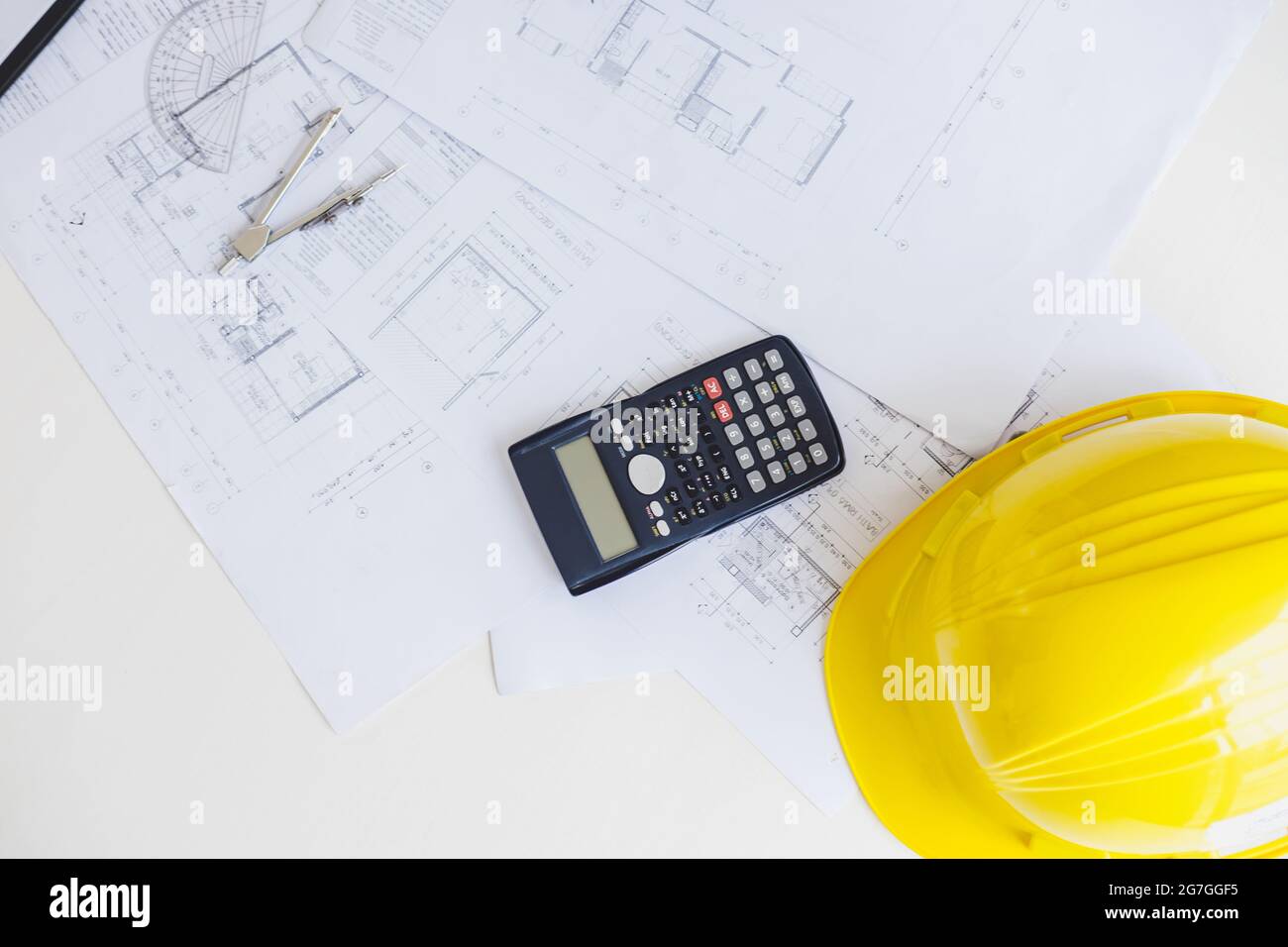 Workplace items of architect or engineering tools for project Stock ...
