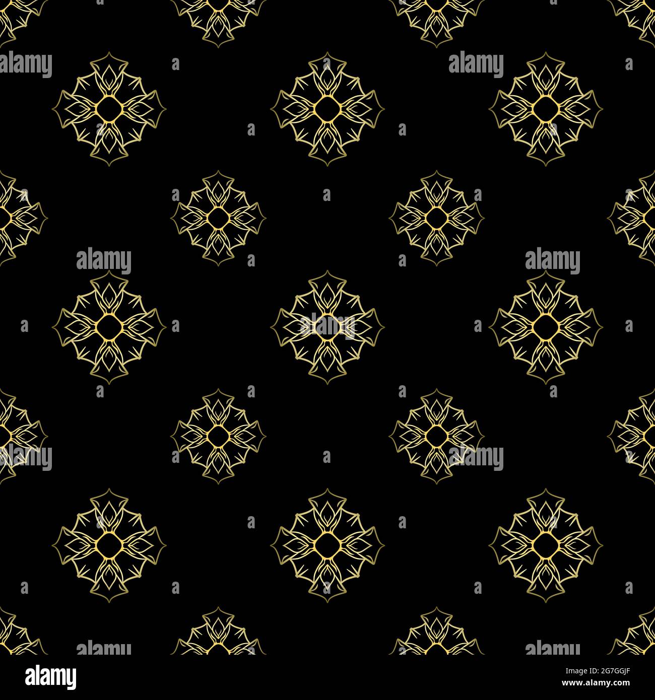 Illustration of gold repeat patterns on a black background Stock Photo ...