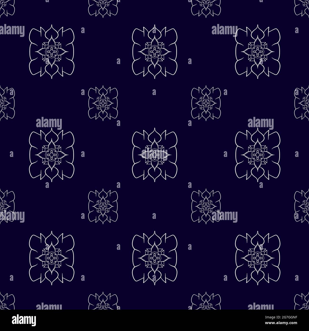 Illustration of an eye-catchy seamless repeat pattern in dark blue and ...