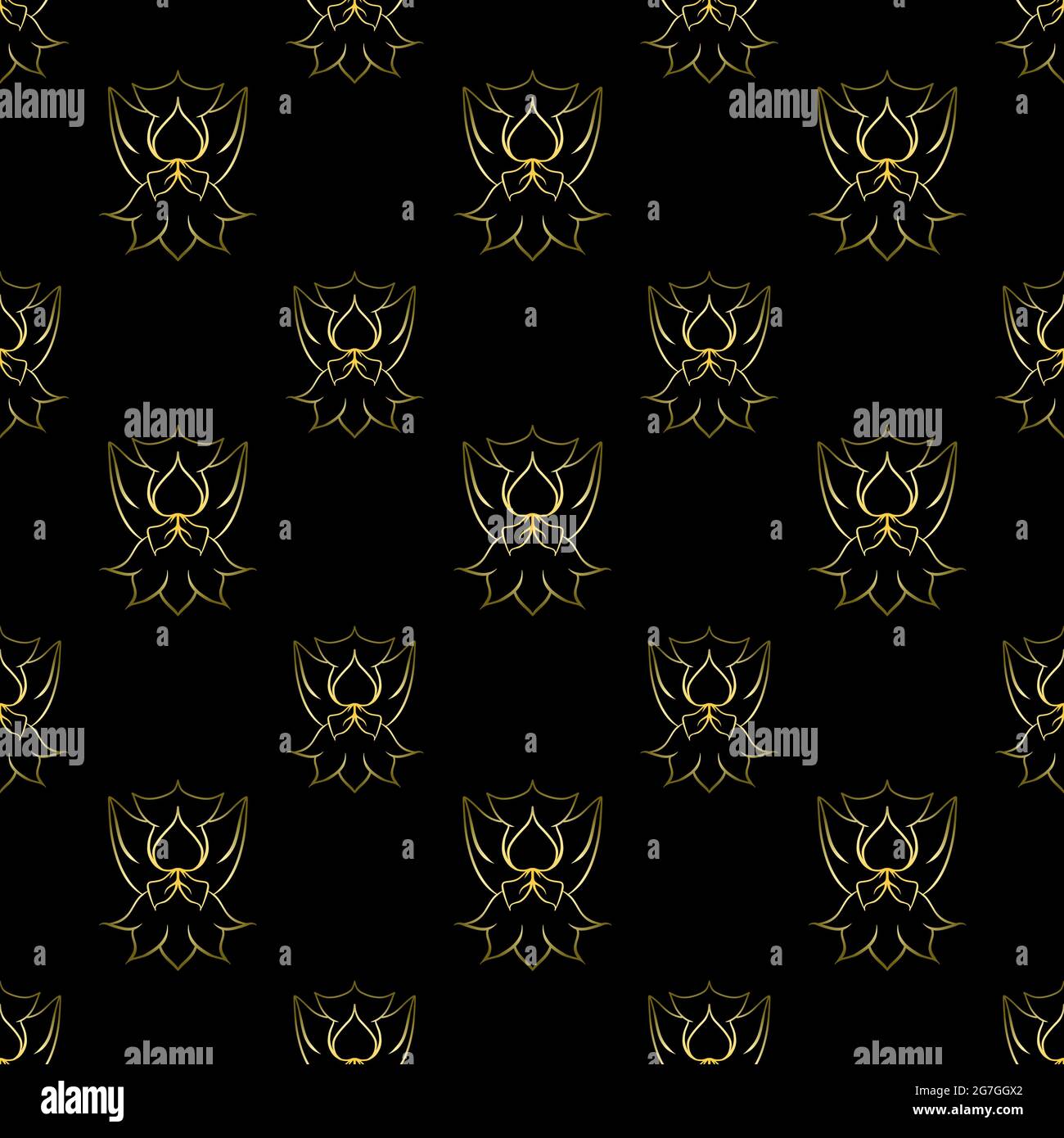 Illustration of gold repeat patterns on a black background Stock Photo ...