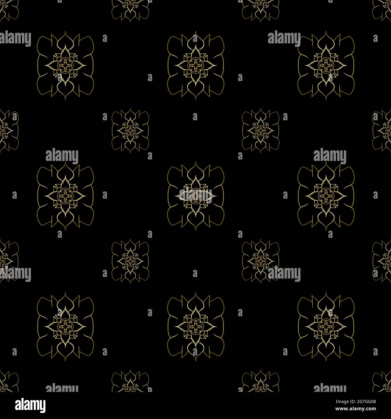 2D illustration of a seamless pattern background with glowing floral ...