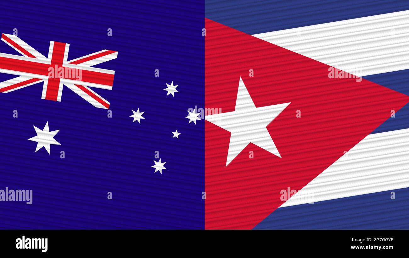 Cuba and Australia Two Half Flags Together Fabric Texture Illustration ...