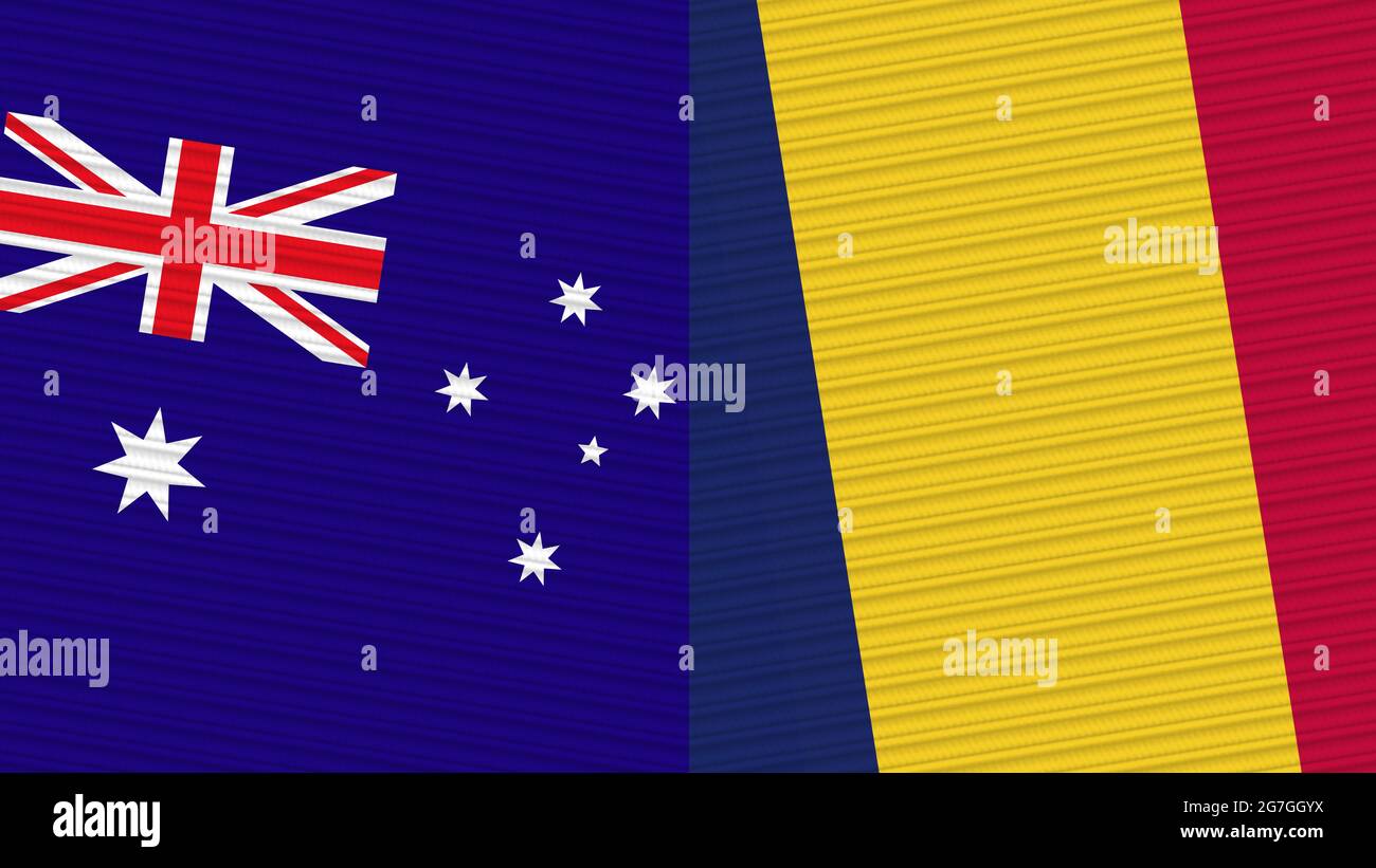 Chad and Australia Two Half Flags Together Fabric Texture Illustration ...