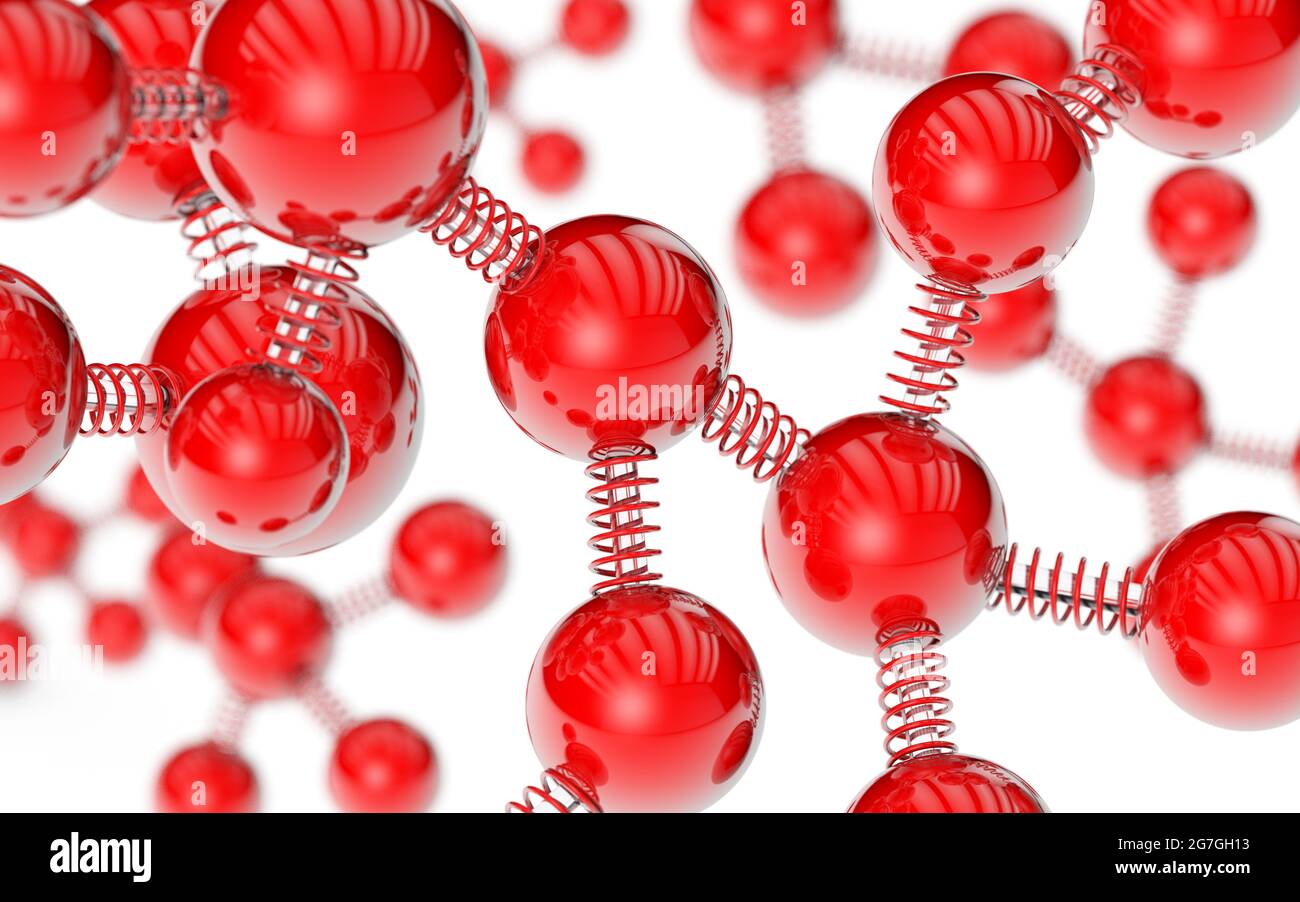 Red molecule and glass Coil Spring background 3d rendering Stock Photo ...