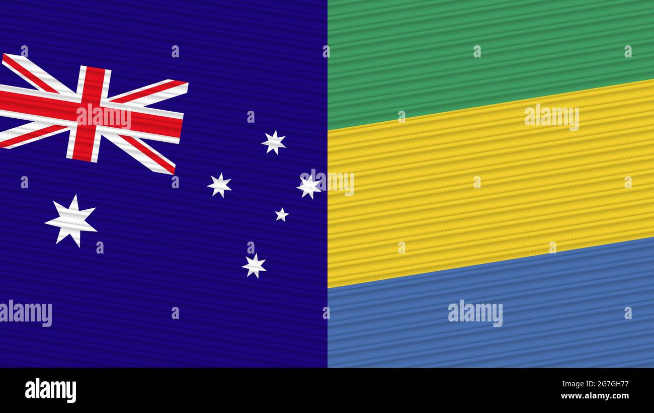 Gabon and Australia Two Half Flags Together Fabric Texture Illustration ...
