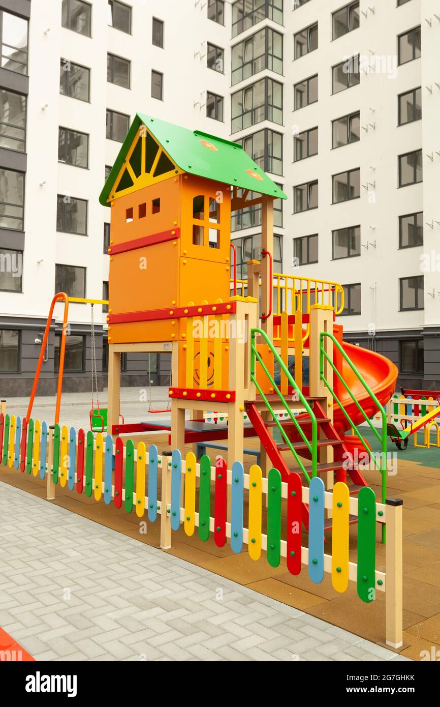 beautiful playground in the residential building Stock Photo - Alamy