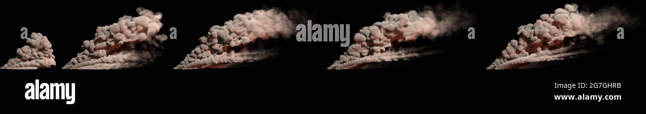 big pillar of smoke on black isolated. cg industrial 3D illustration ...