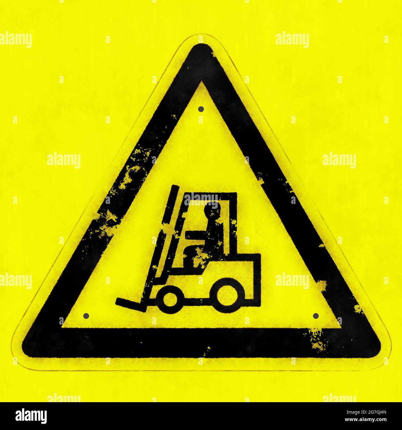 Illustration of a forklift safety sign isolated on yellow background ...
