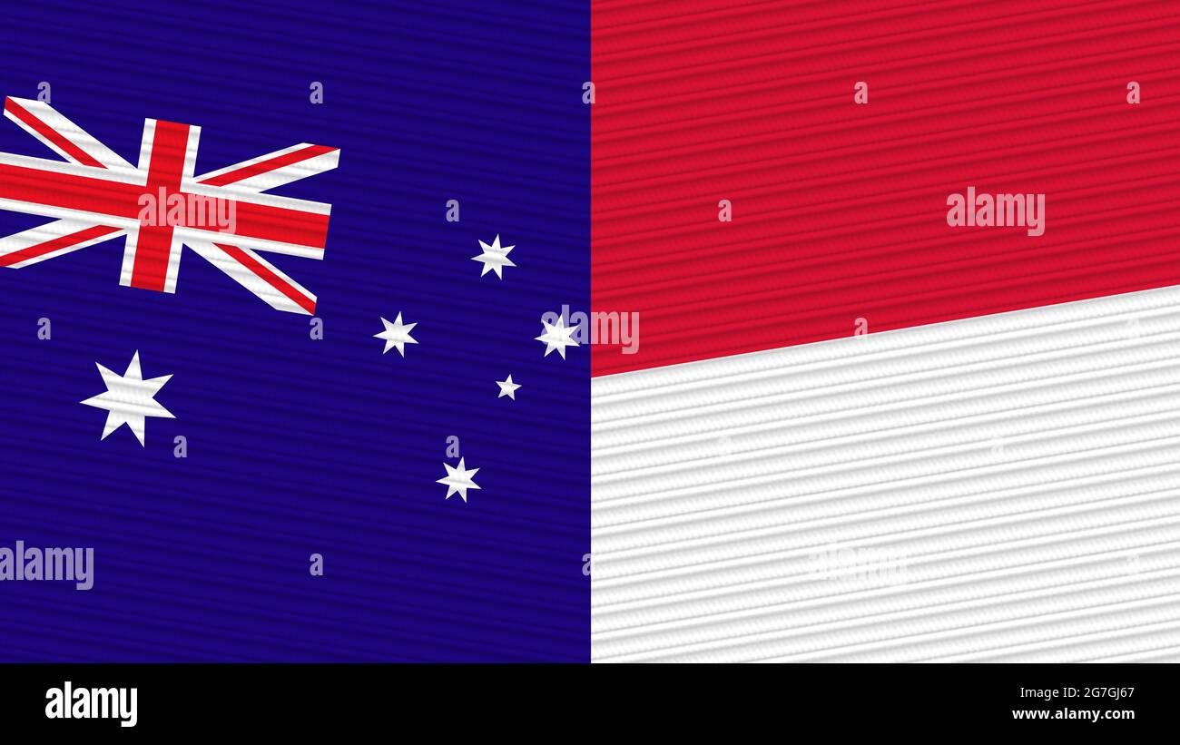 Monaco and Australia Two Half Flags Together Fabric Texture ...