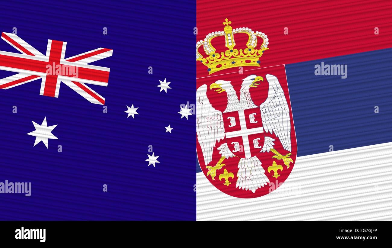 Serbia and Australia Two Half Flags Together Fabric Texture ...