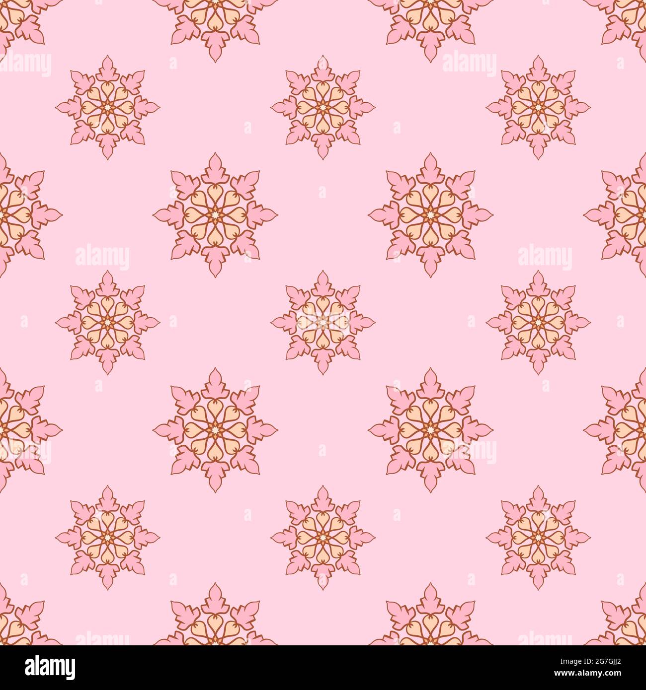 Vibrant 2D illustration wallpaper with a seamless pattern of pink ...