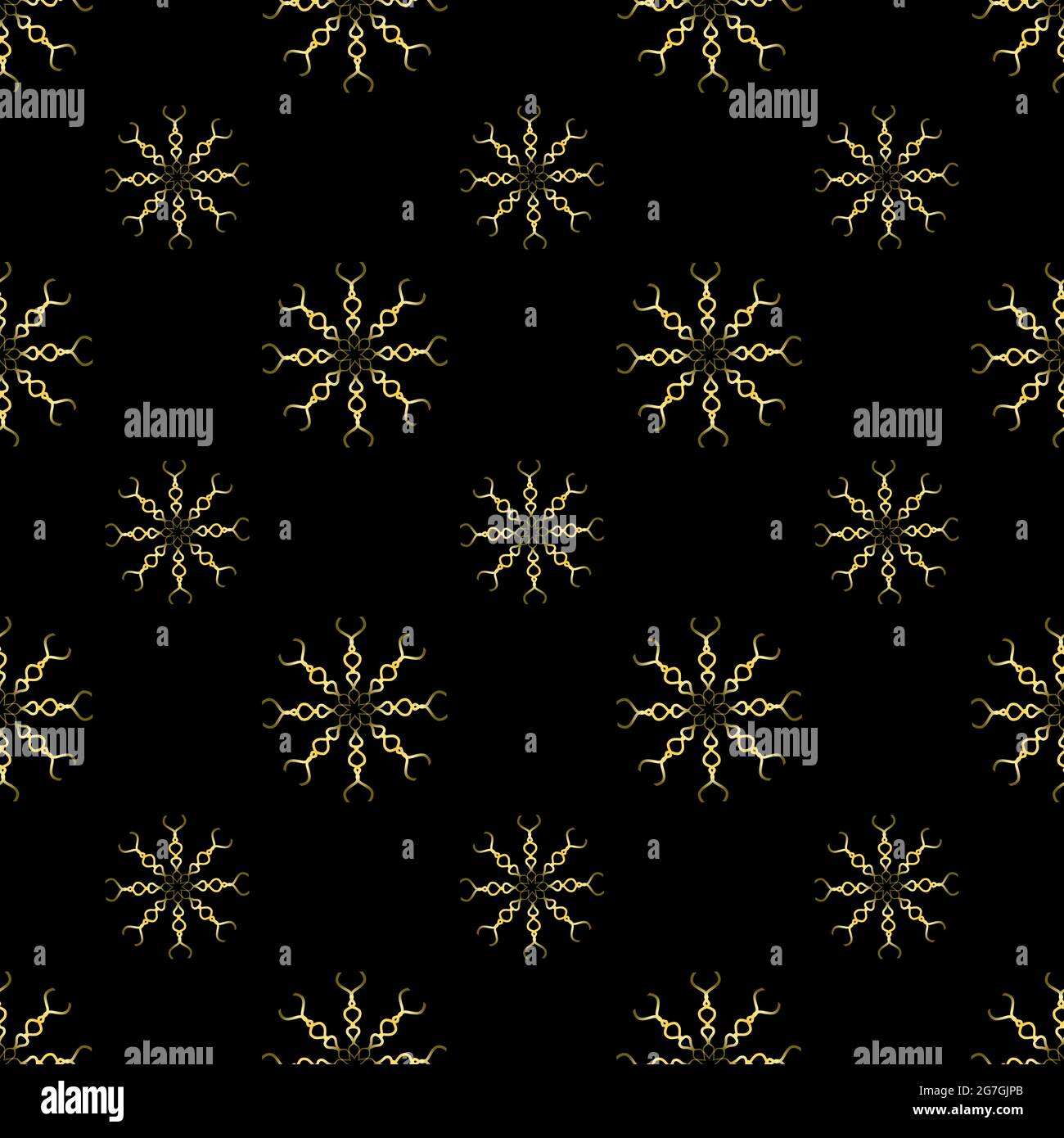 2D illustration with a seamless pattern of golden glowing abstract ...