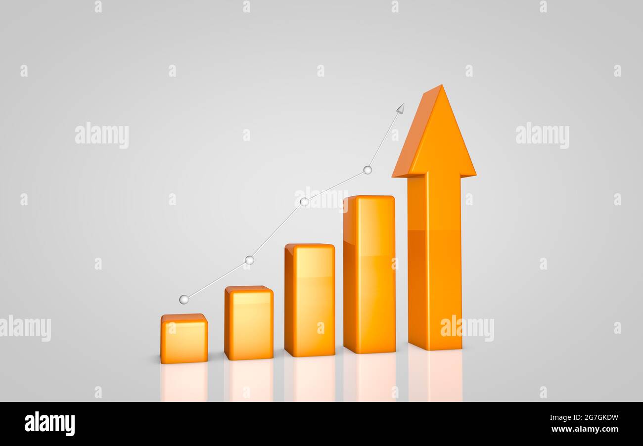 3d rendering Orange business graph background Stock Photo - Alamy