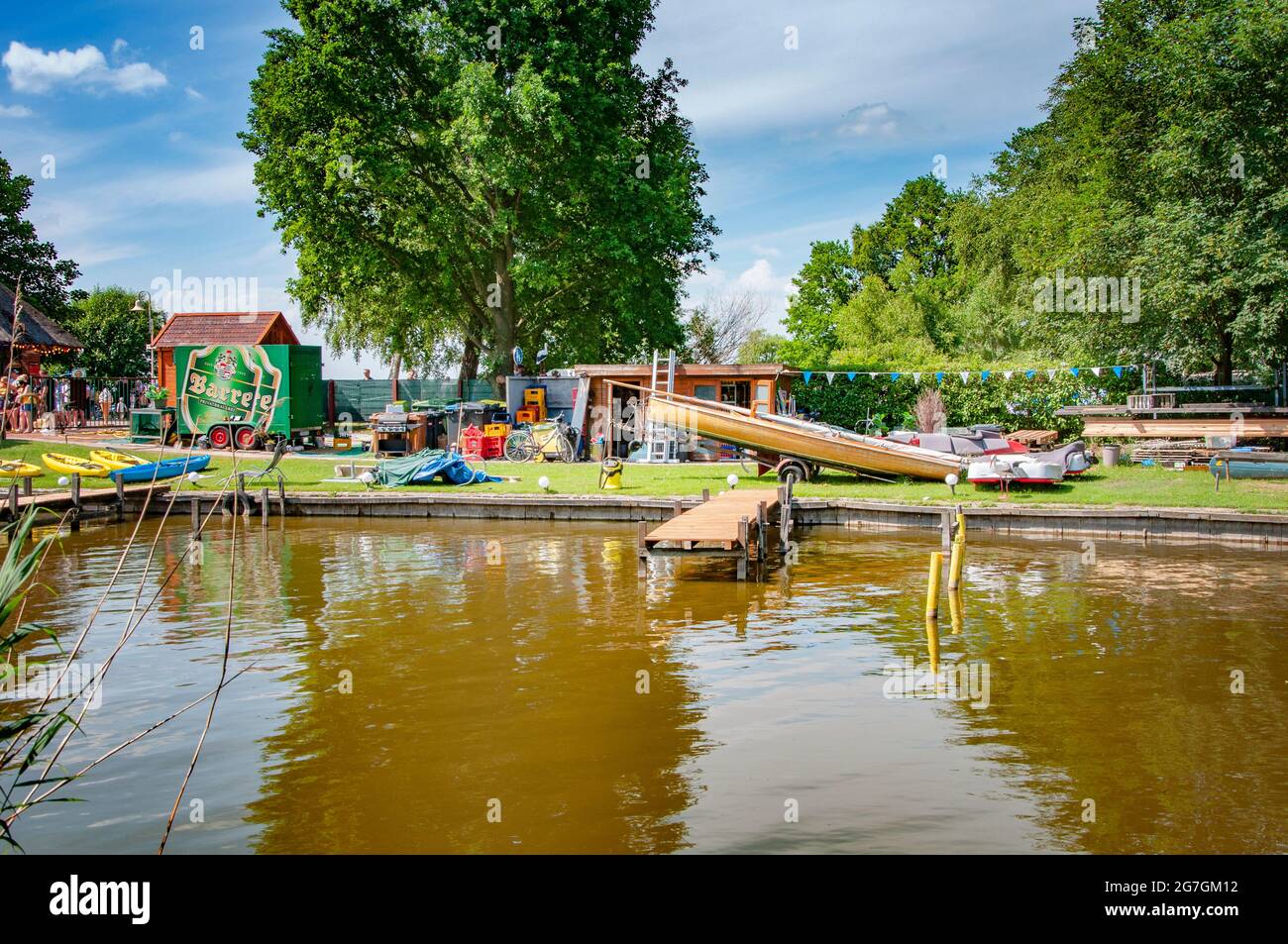 BOHMTE, GERMANY. JUNE 27, 2021 Dammer Natural Park. Lake view, boats ...