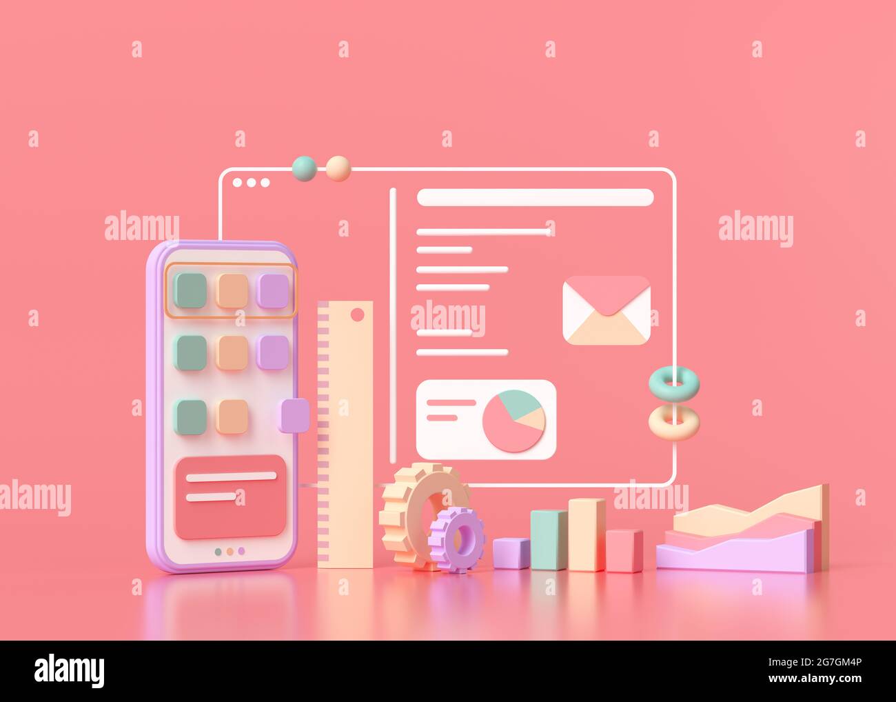 Application Development And Ui Ux Design Concept 3d Render Illustration