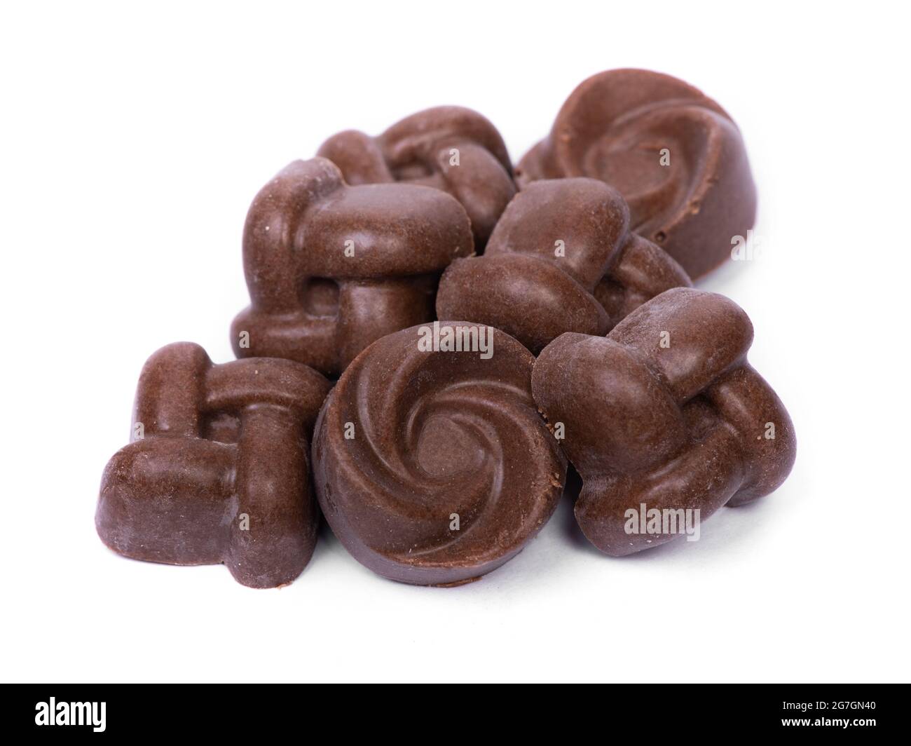 Group of chocolate candies isolated on white background Stock Photo - Alamy