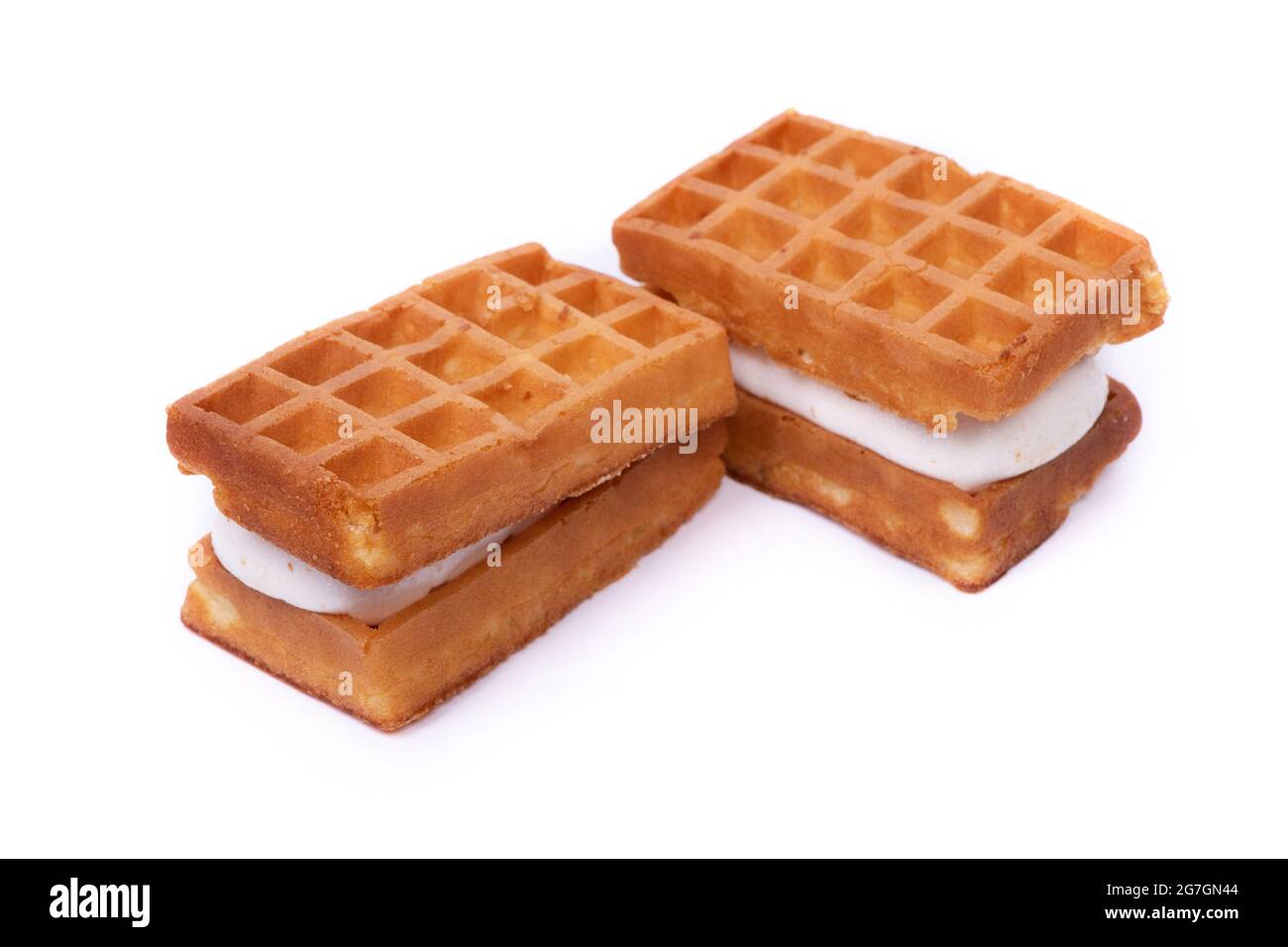 Group of waffles stuffed souffle isolated over white background Stock ...
