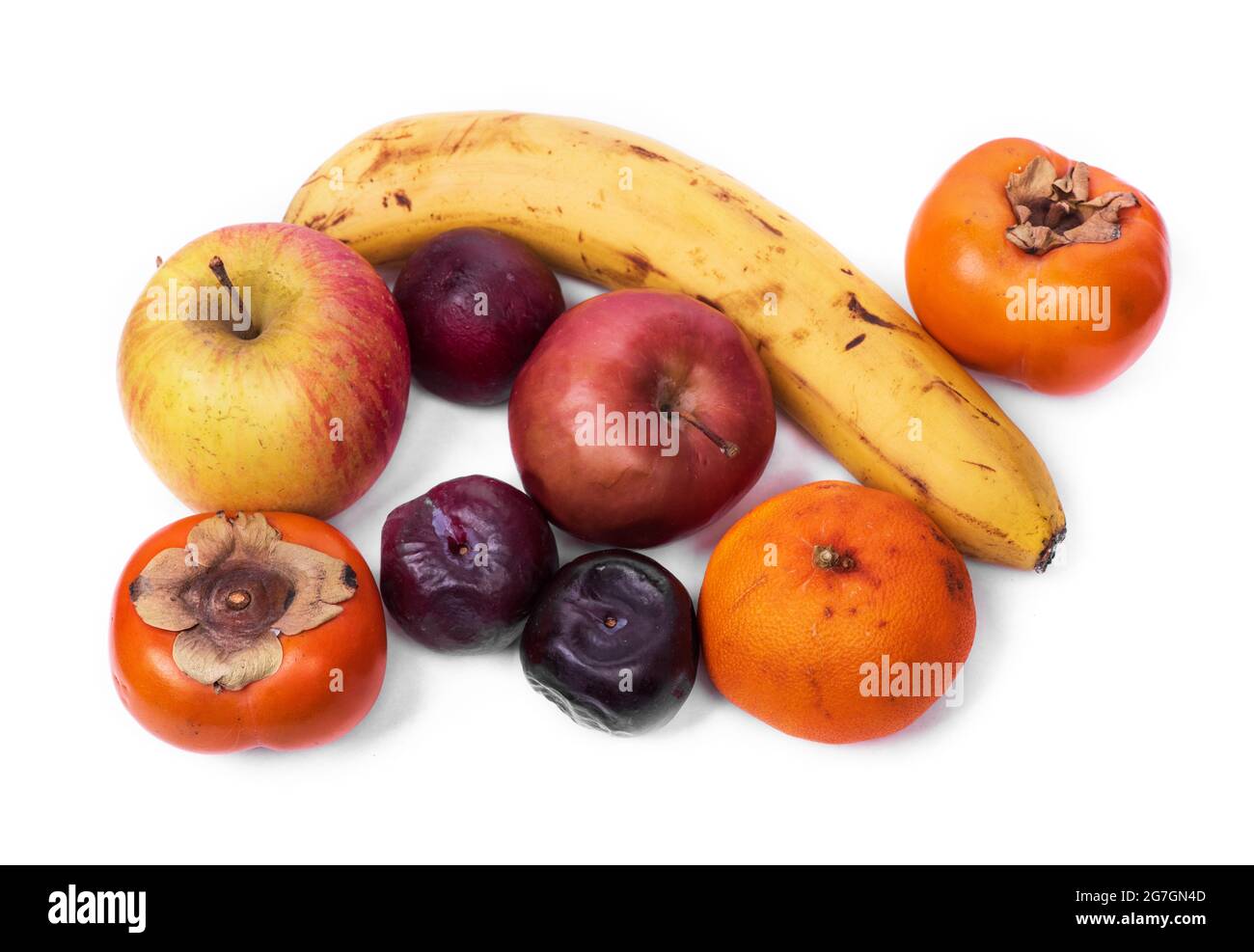 Set of different rotten fruits isolated on white background Stock Photo ...
