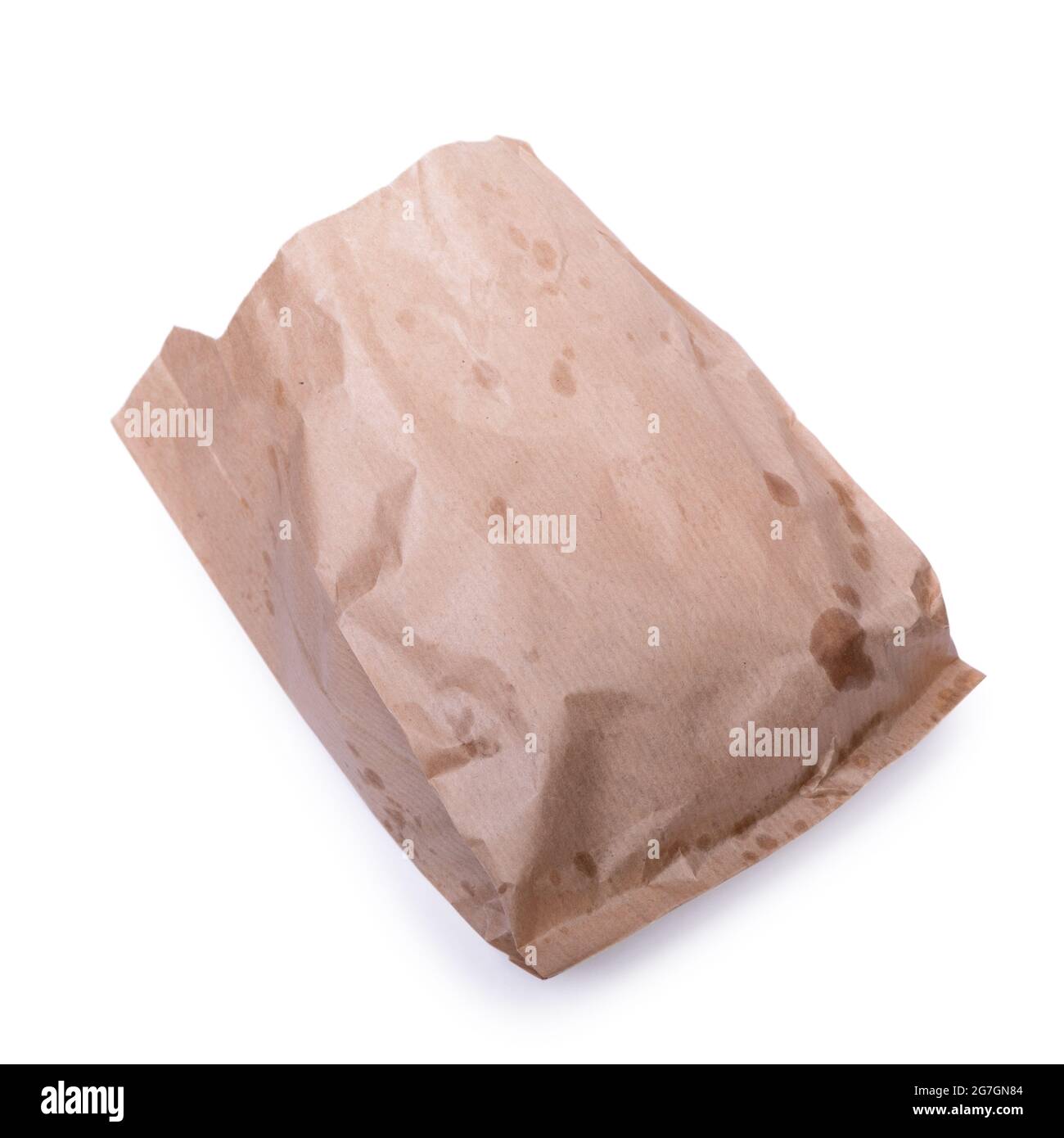 Fat food in a paper bag isolated on white background Stock Photo - Alamy