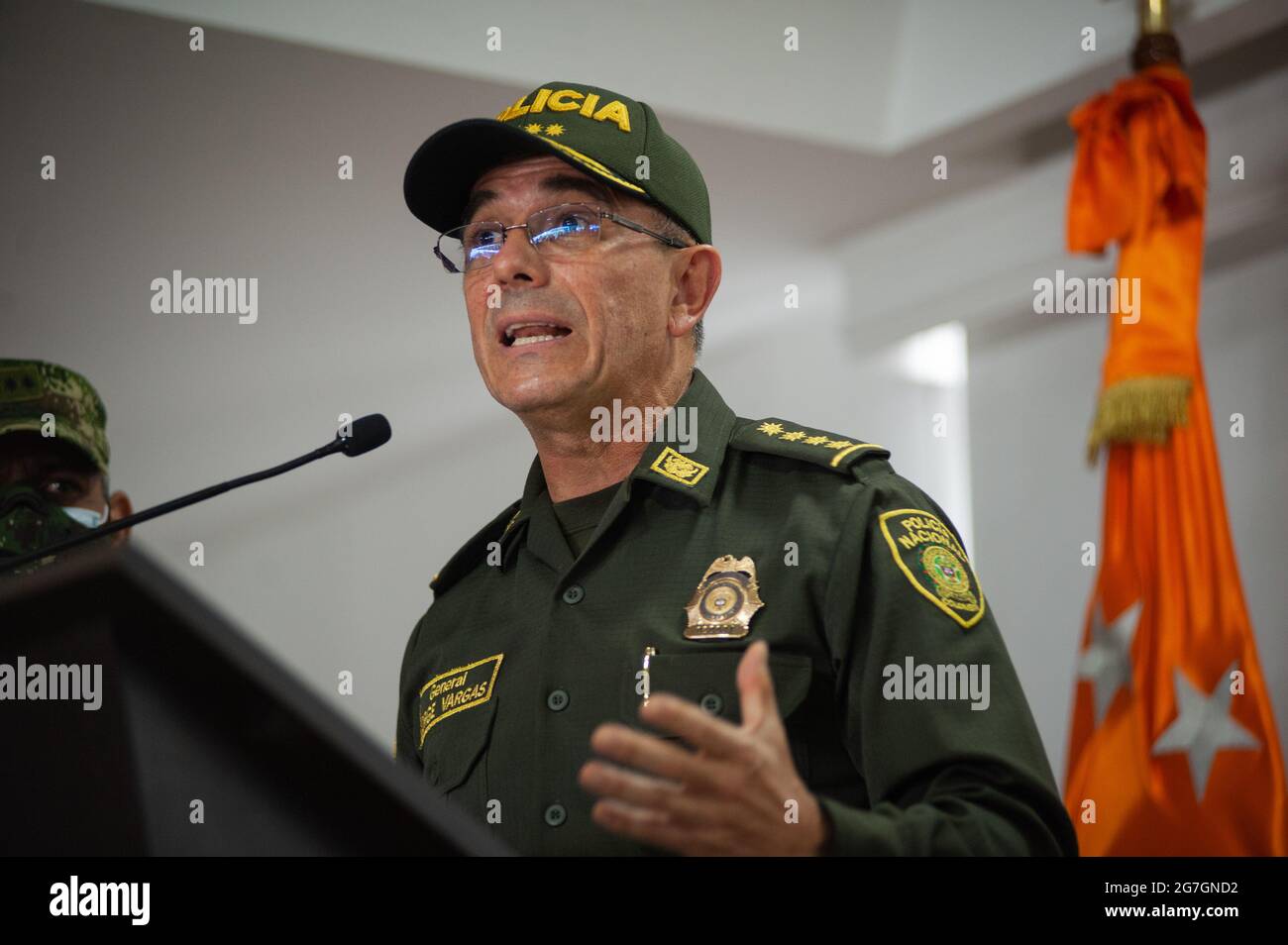 Major General of Colombia's Police Jorge Luis Vargas speaks during a ...