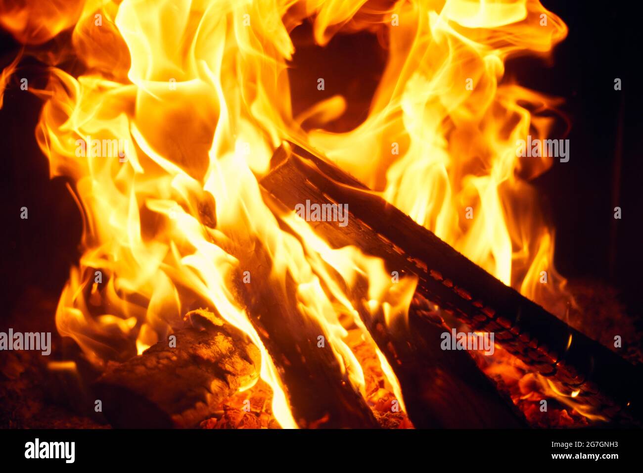 A fire burns in a fireplace, Fire to keep warm Stock Photo - Alamy