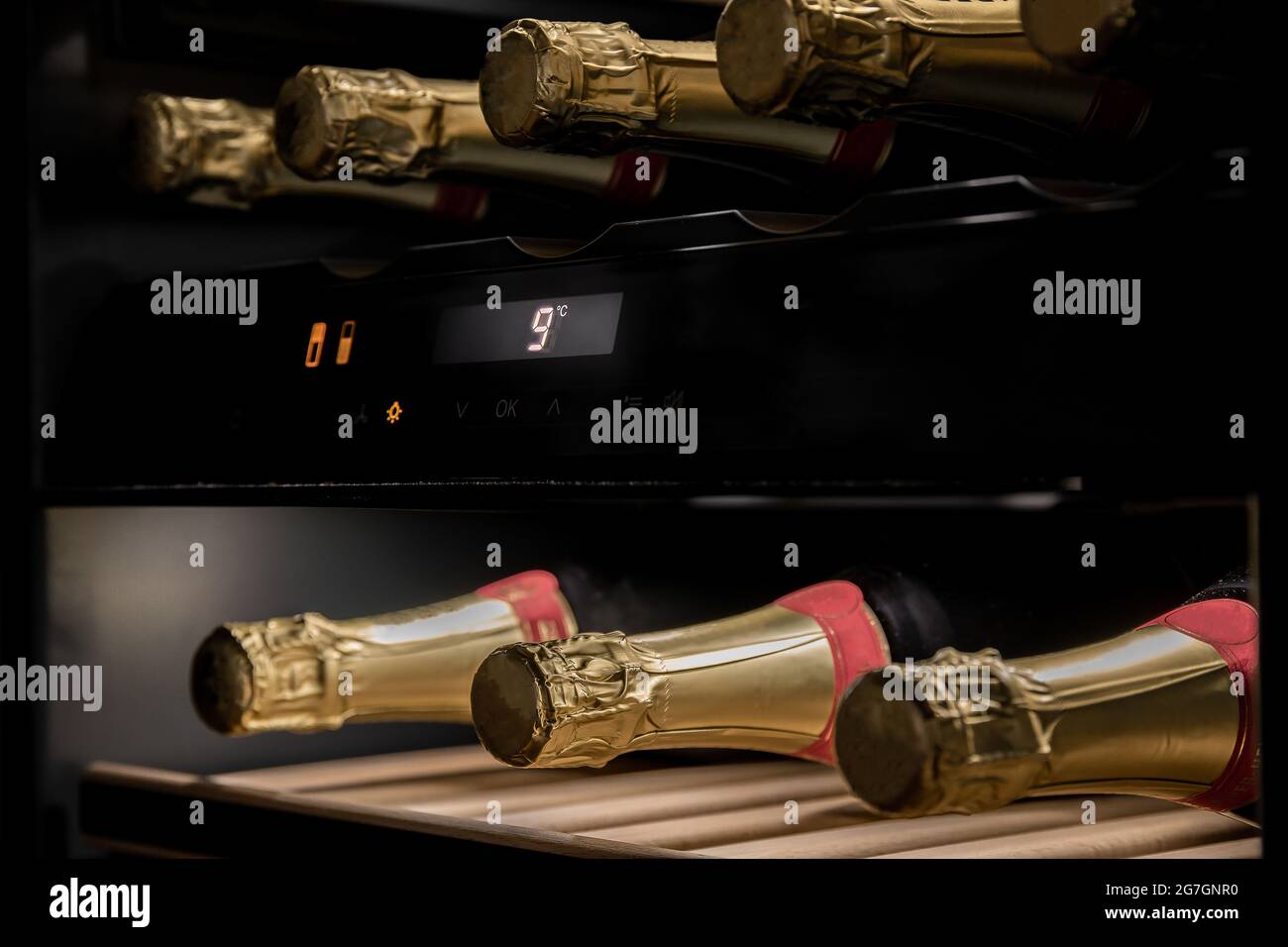 Close up of bottles of elegant alcohol Stock Photo - Alamy