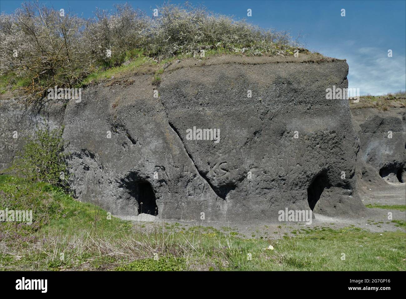 Black Tuff Rocks With Caves At Ettringen / Eifel Stock Photo - Alamy