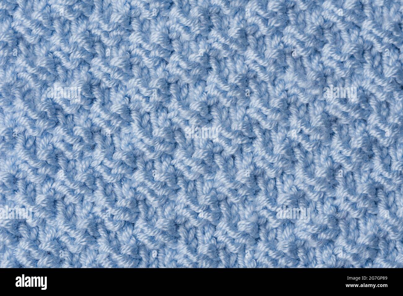 Knit texture of blue wool knitted fabric with pattern background. Place ...
