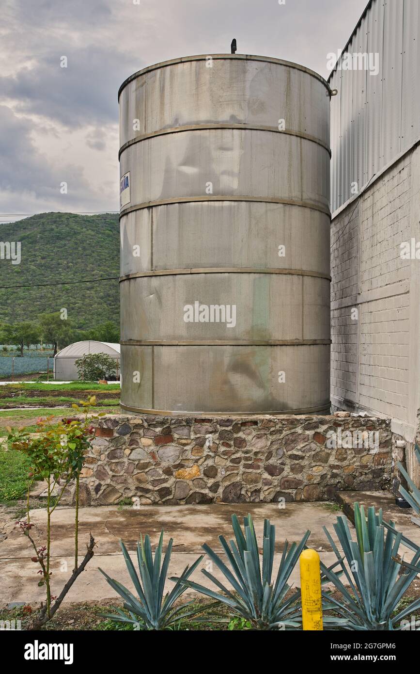 Boiler wort storage tank for tequila Stock Photo - Alamy