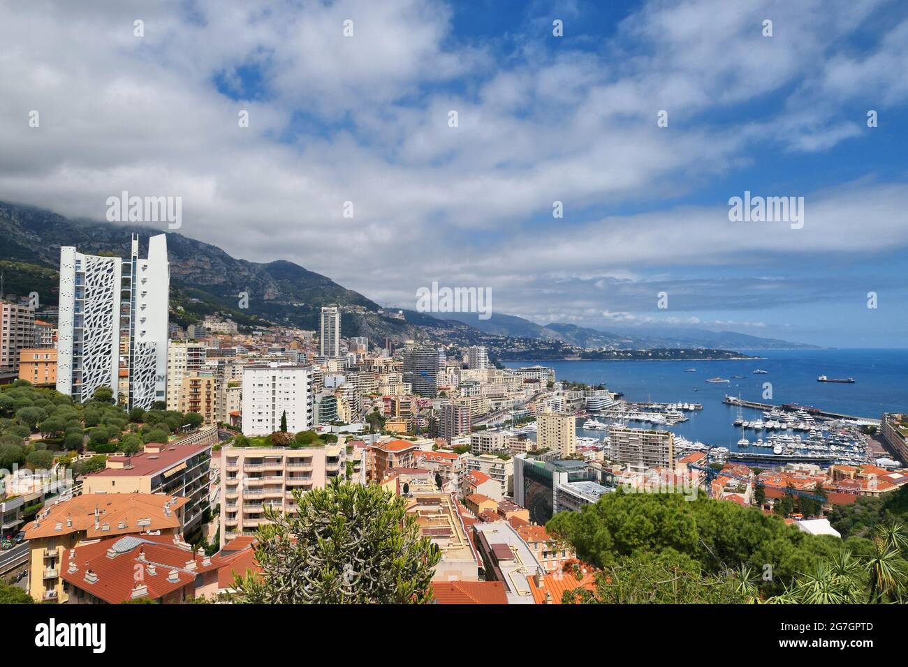 Monaco Port Hercules and Monte Carlo scenic landmark cityscape view ...